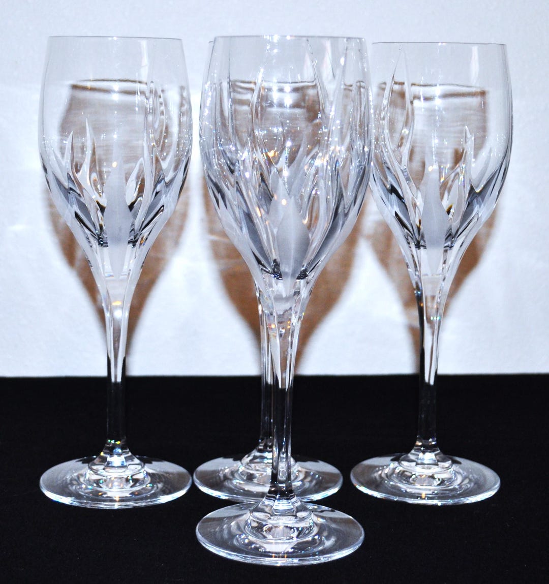4 Vintage Mikasa "flame D'amore" Blow Crystal Wine Water Goblets ...