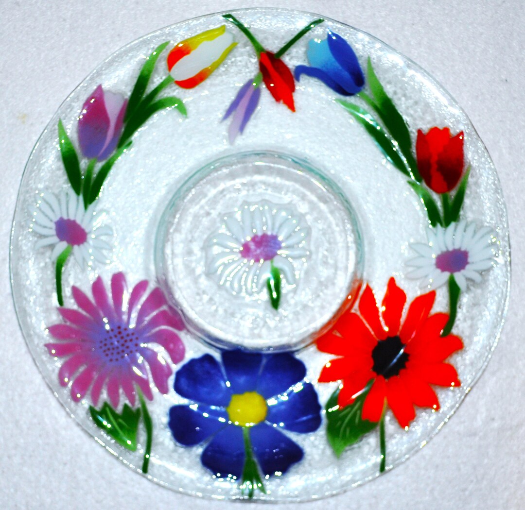 Gorgeous Studio Art Fused Glass Spring Flowers Vegetable, Hors D ...