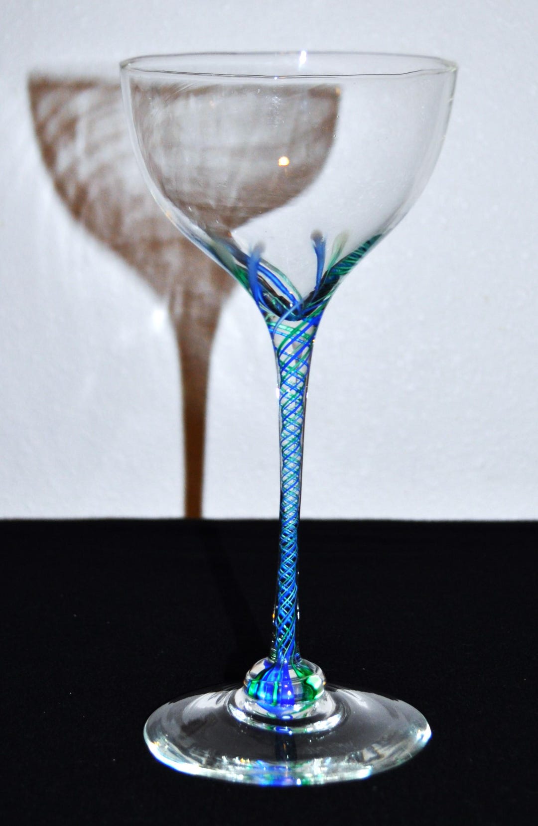 Gorgeous Alex Kalish Hand Blown Wine Glasses Latticino Wine Glass Stem ...