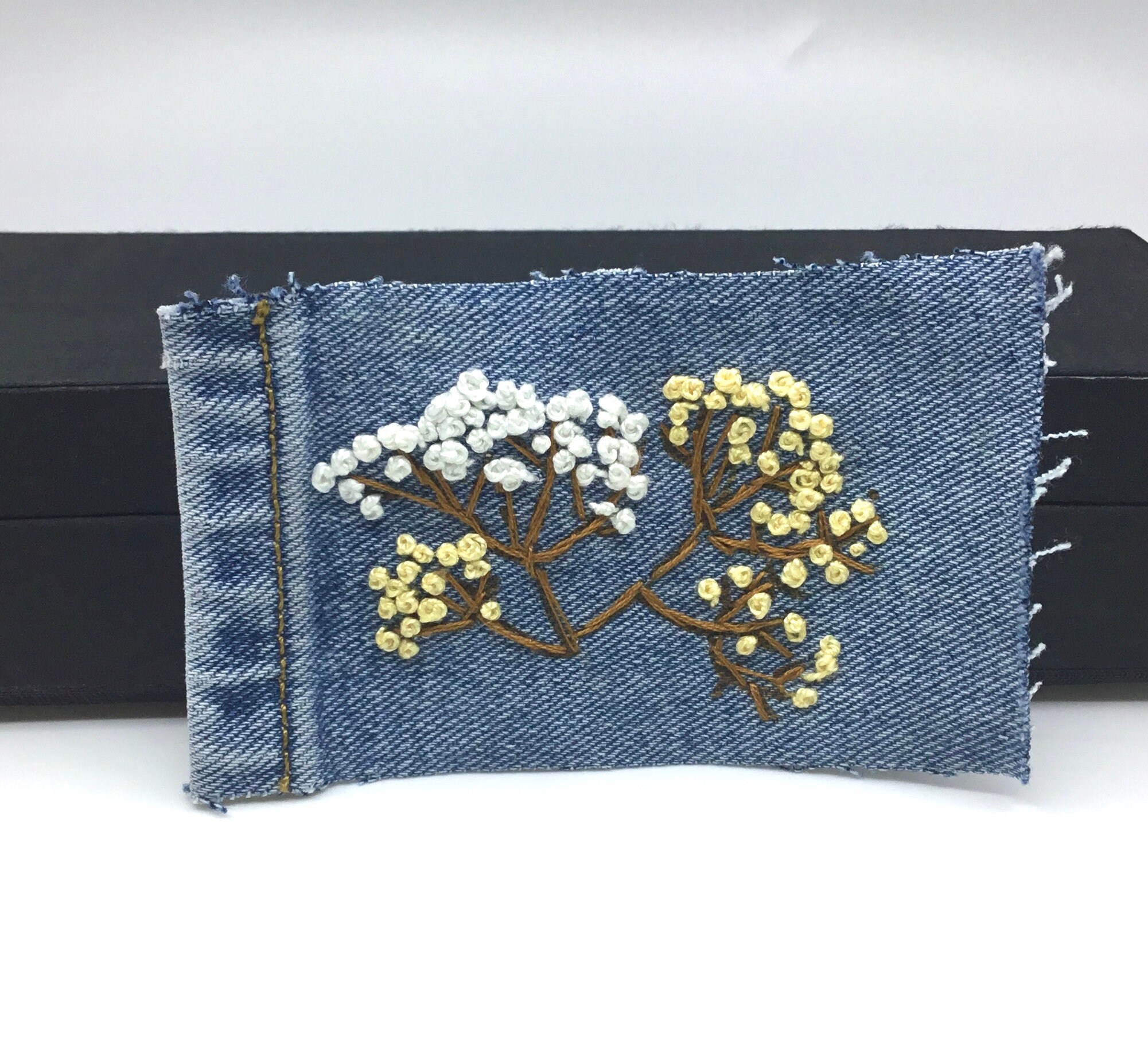 Denim Patches-pair-upcycled-hand Embroidered. Made in Canada - Etsy