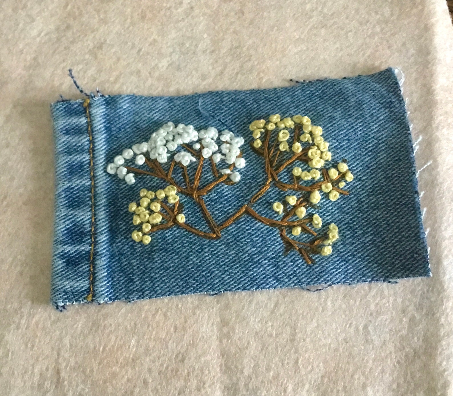 Denim Patches-pair-upcycled-hand Embroidered. Made in Canada - Etsy