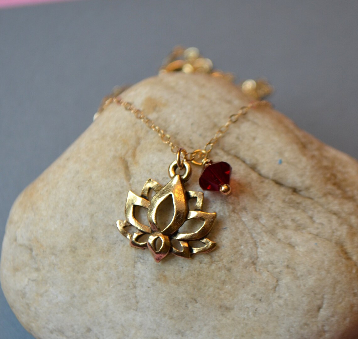 Lotus Necklace Gold Lotus Necklace Lotus Flower Necklace | Etsy