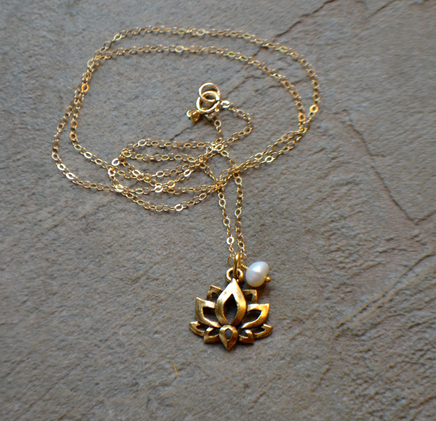 Lotus Necklace Gold Lotus Necklace Lotus Flower Necklace | Etsy