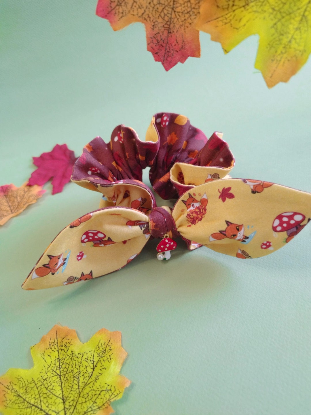 Cute Foxes Hair Scrunchy / Fox Pattern / Fox Fabric / Handmade Scrunchy ...