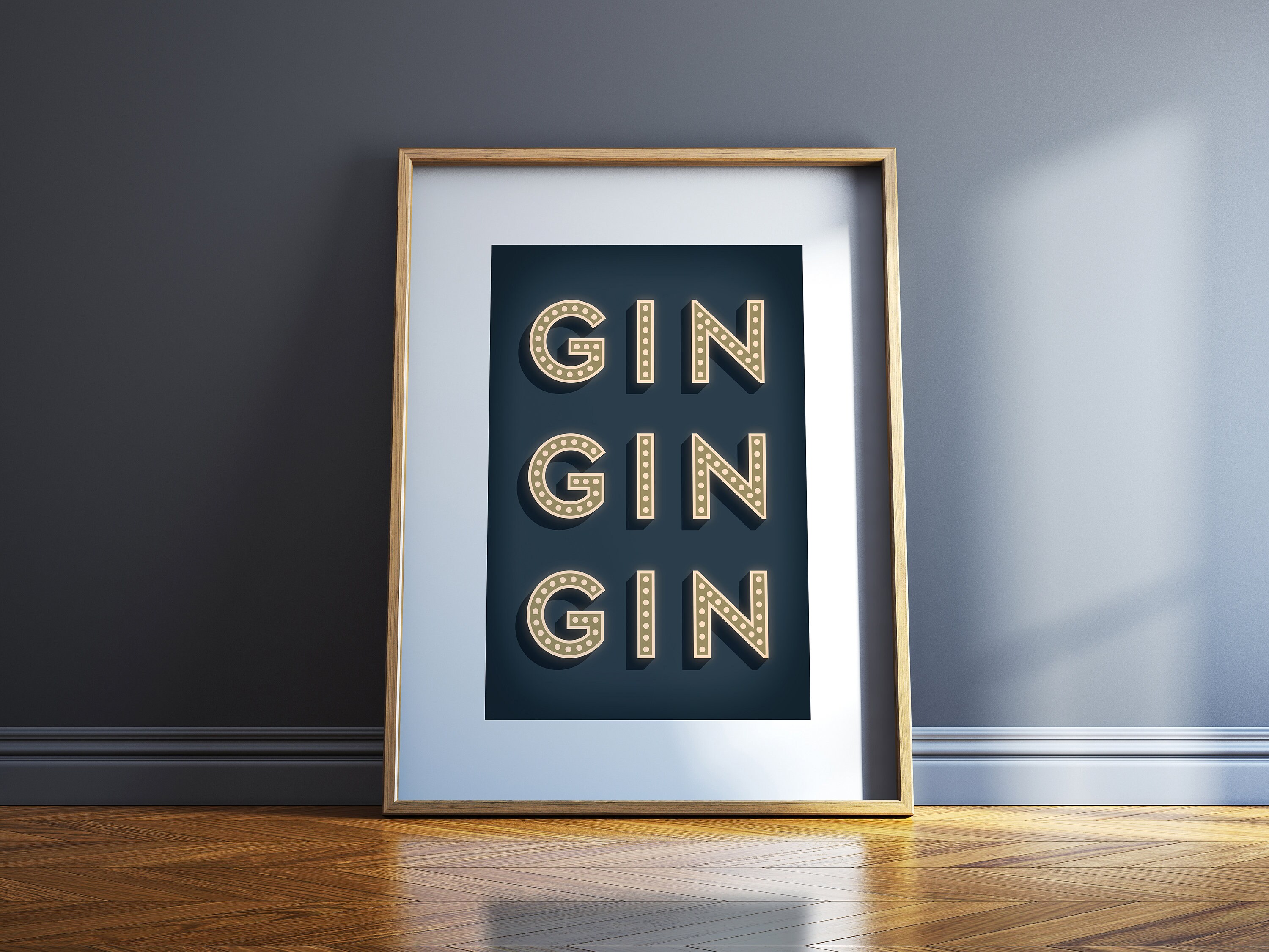 Gin Typography Wall Art // Gin Gin Gin Print // Gin | Etsy