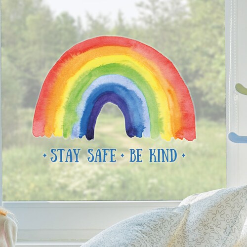 Stay Safe Be Kind Rainbow Window Sticker Rainbow Window - Etsy