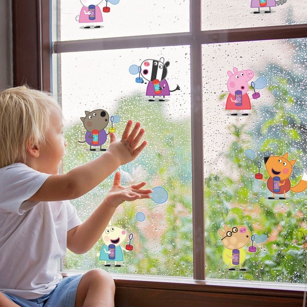 Peppa Pig Window Decals - Etsy