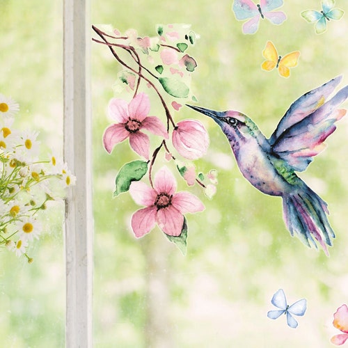 Hummingbird and Butterflies Window Sticker Pack Hummingbird - Etsy