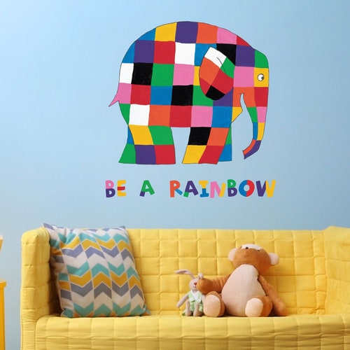 Elmer Be a Rainbow Wall Sticker Elmer the Patchwork Elephant - Etsy