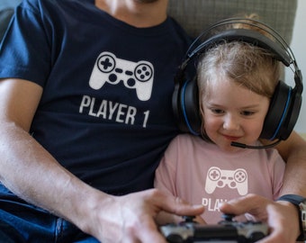 Player 1 Player 2 Matching Shirts Dad and Son Matching Gaming Shirts ...