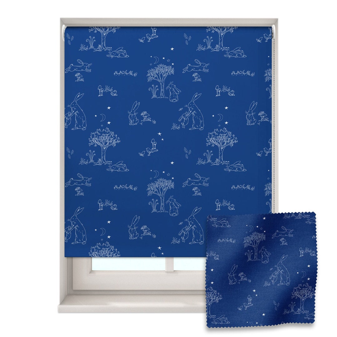 Blue Night Time Hare Roller Blind, Nursery Roller Blind, Guess How Much ...