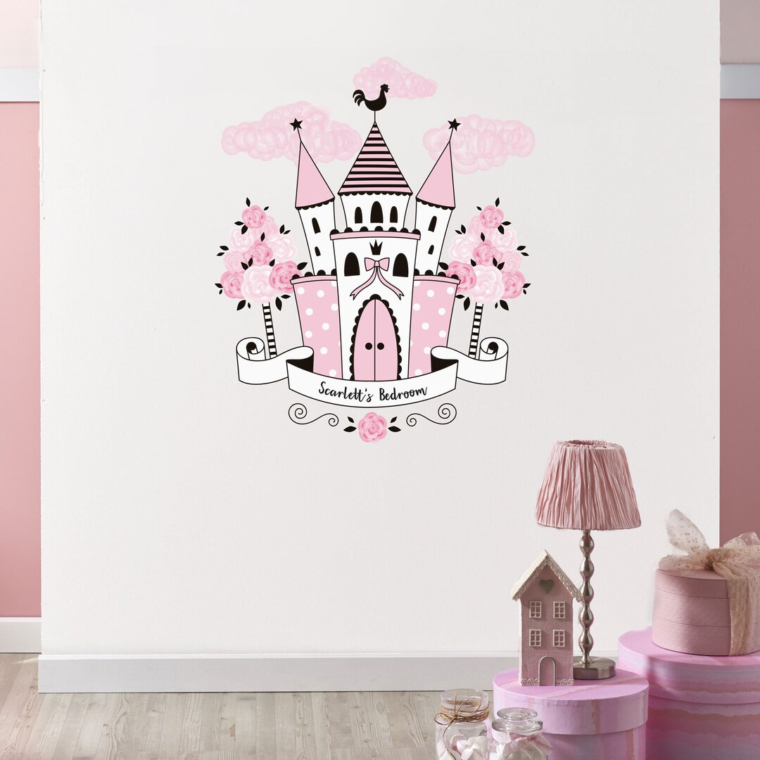 Personalised Princess Castle Wall Sticker, Princess Castle Wall Decal ...