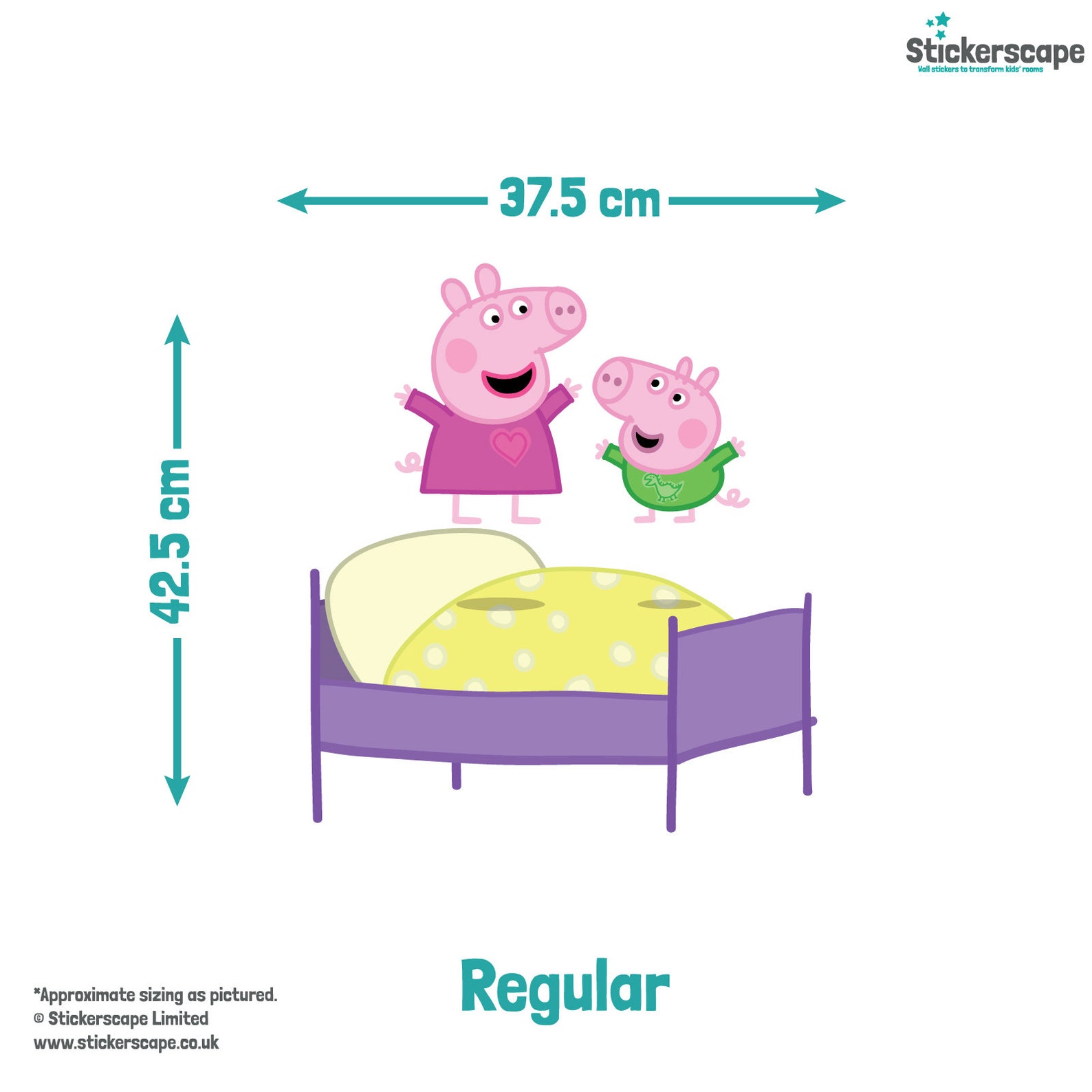 Peppa Pig and George Pig on the Bed Wall Sticker Peppa Pig - Etsy