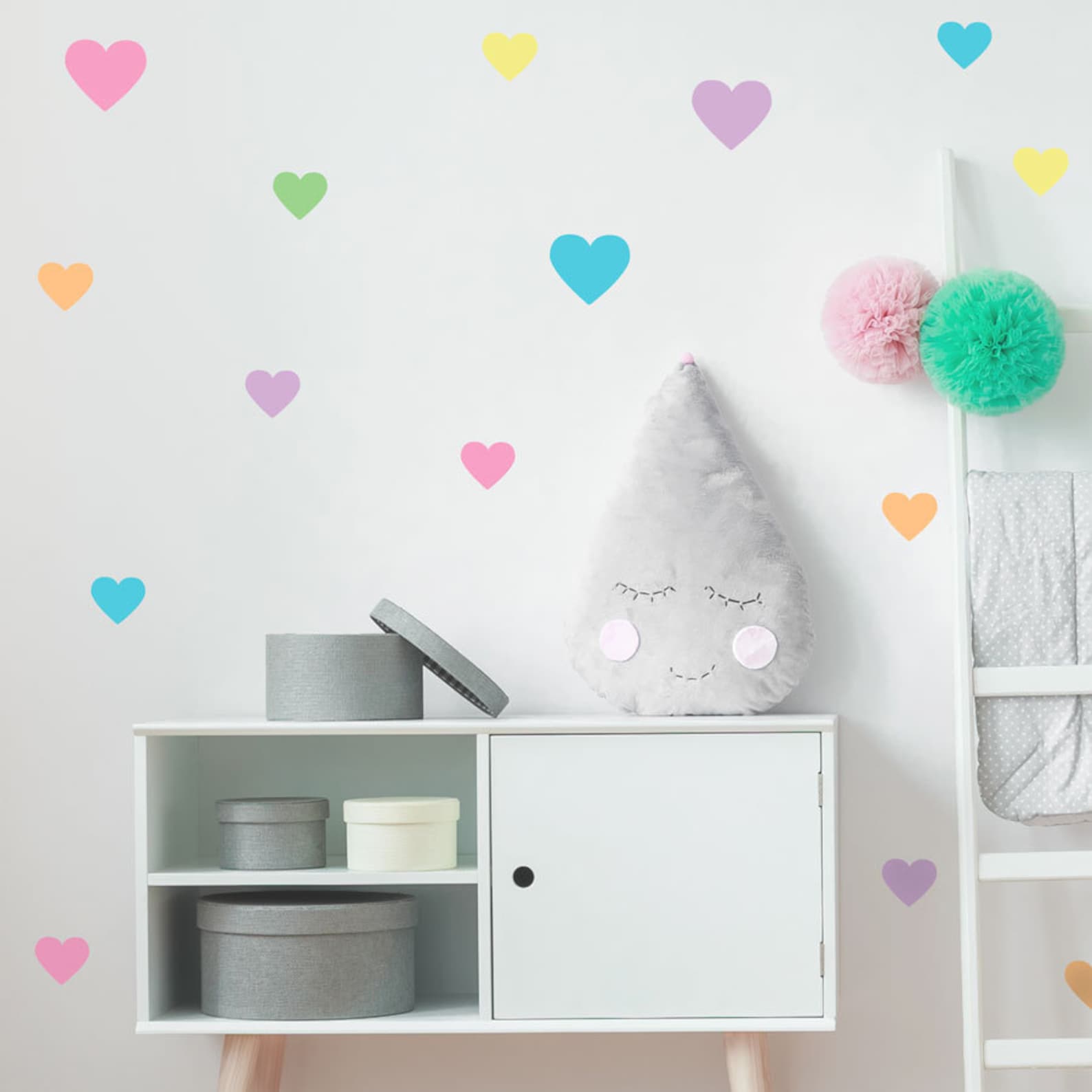 Rainbow Heart Wall Stickers Heart Wall Decal - Etsy