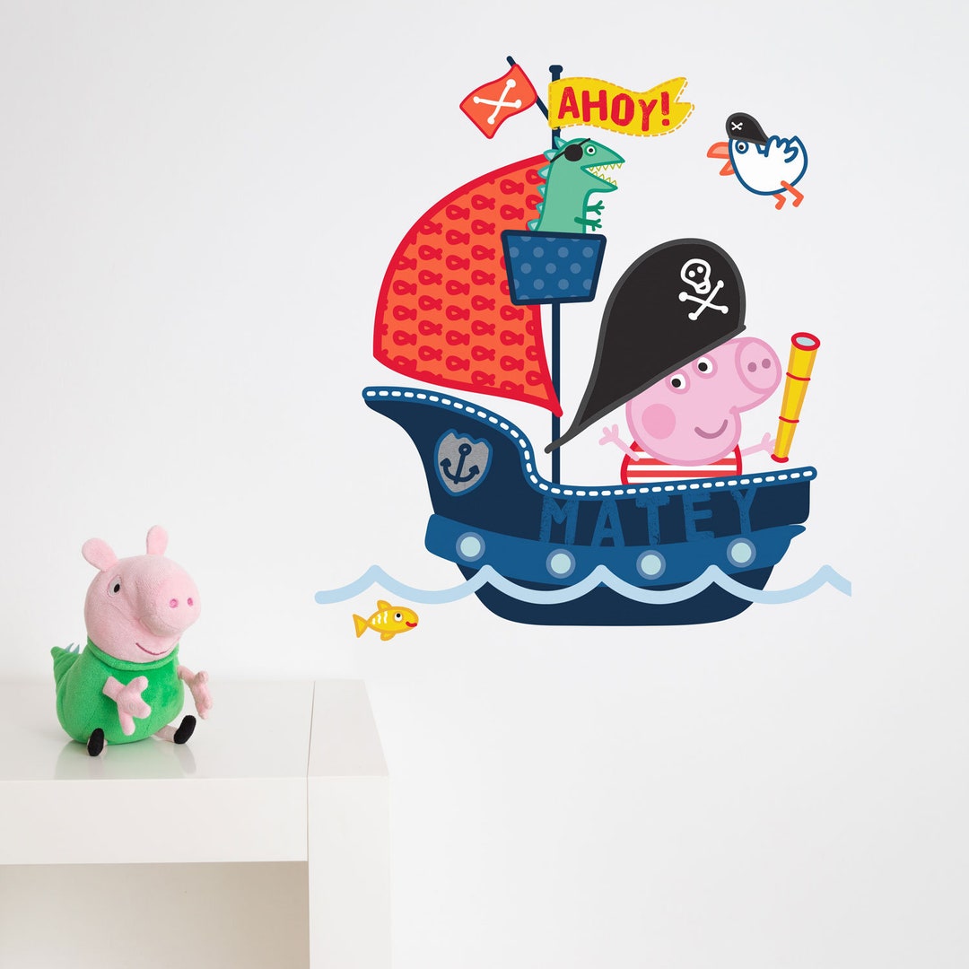 Peppa Pig George Pig Pirate Ship Wall Sticker, Peppa Pig Wall Decal - Etsy