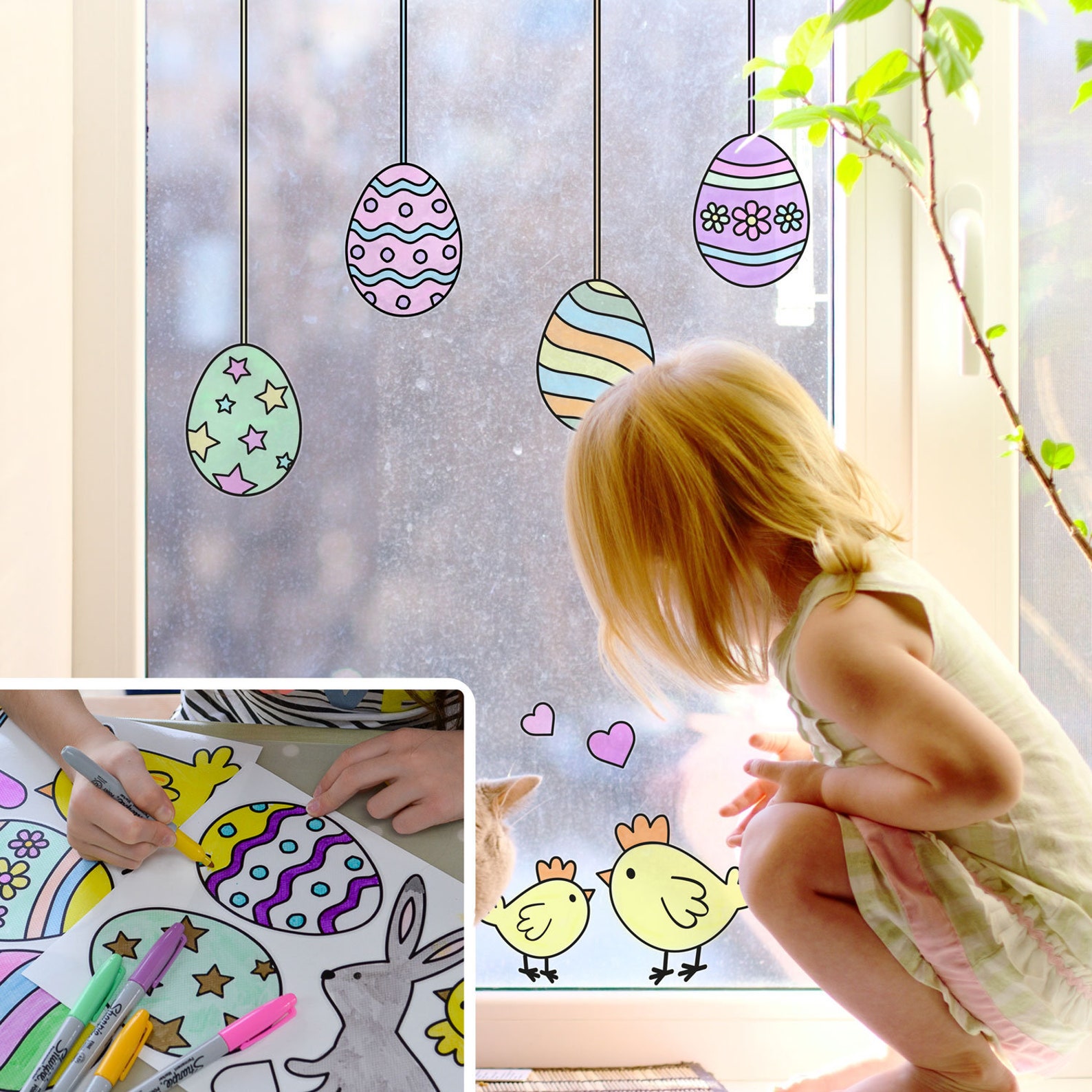 Easter Colour in Window Sticker Pack Easter Window Sticker - Etsy UK