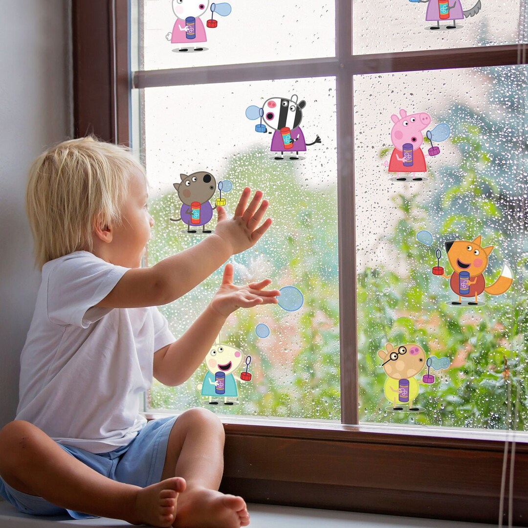 Peppa Pig & Friends Blowing Bubbles Window Sticker Pack, Peppa Pig ...