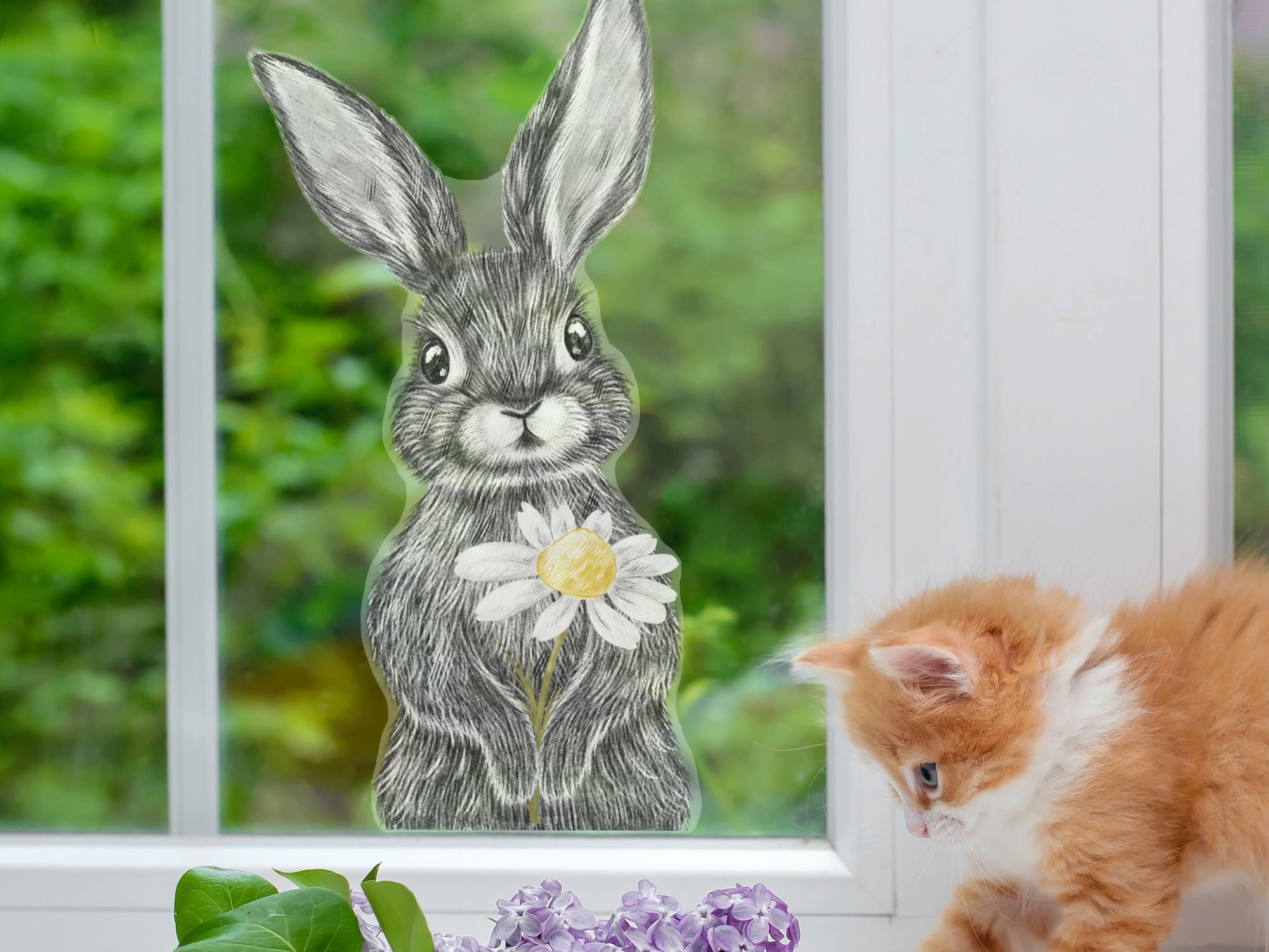 Spring Bunny Window Sticker Easter Window Sticker Bunny - Etsy UK