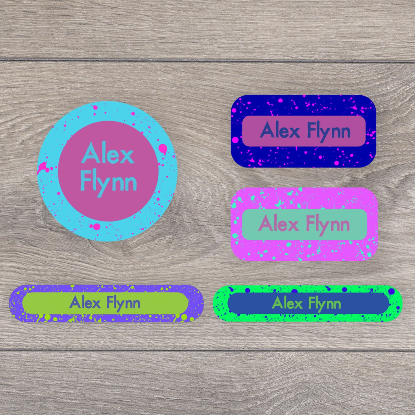 Personalised Paint Splatter Name Labels School Name Tags - Etsy