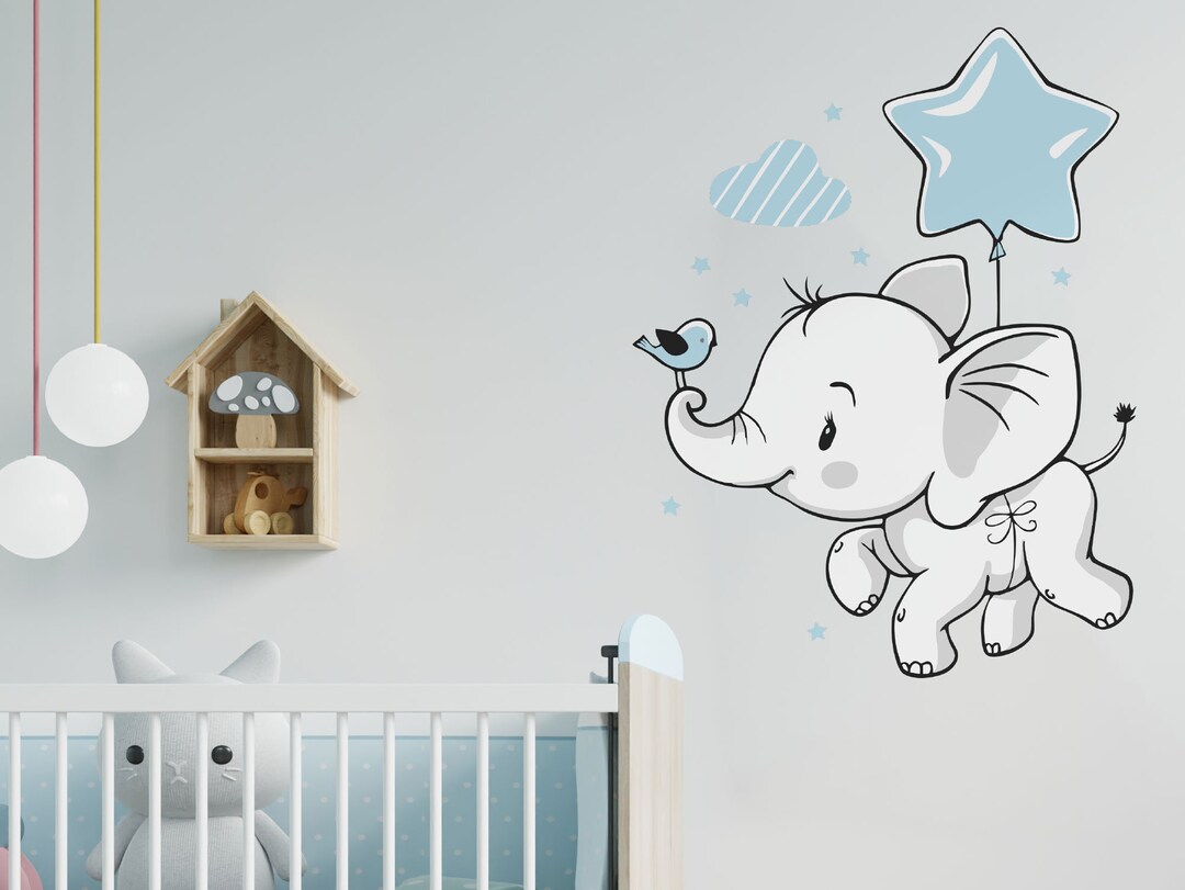 Elephant With Balloon Wall Sticker, Elephant Wall Stickers, Elephant ...