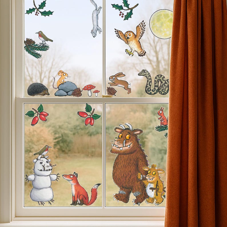 The Gruffalo’s Child Christmas Window Stickers – Reusable Decorations ...