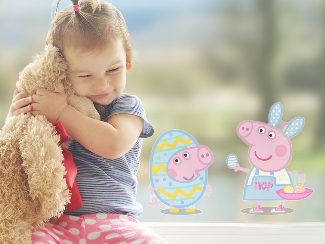 Peppa Pig and George Easter Window Sticker, Easter Peppa Pig, Peppa Pig ...