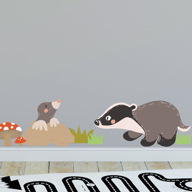 Badger and Mole Wall Sticker Set - Etsy