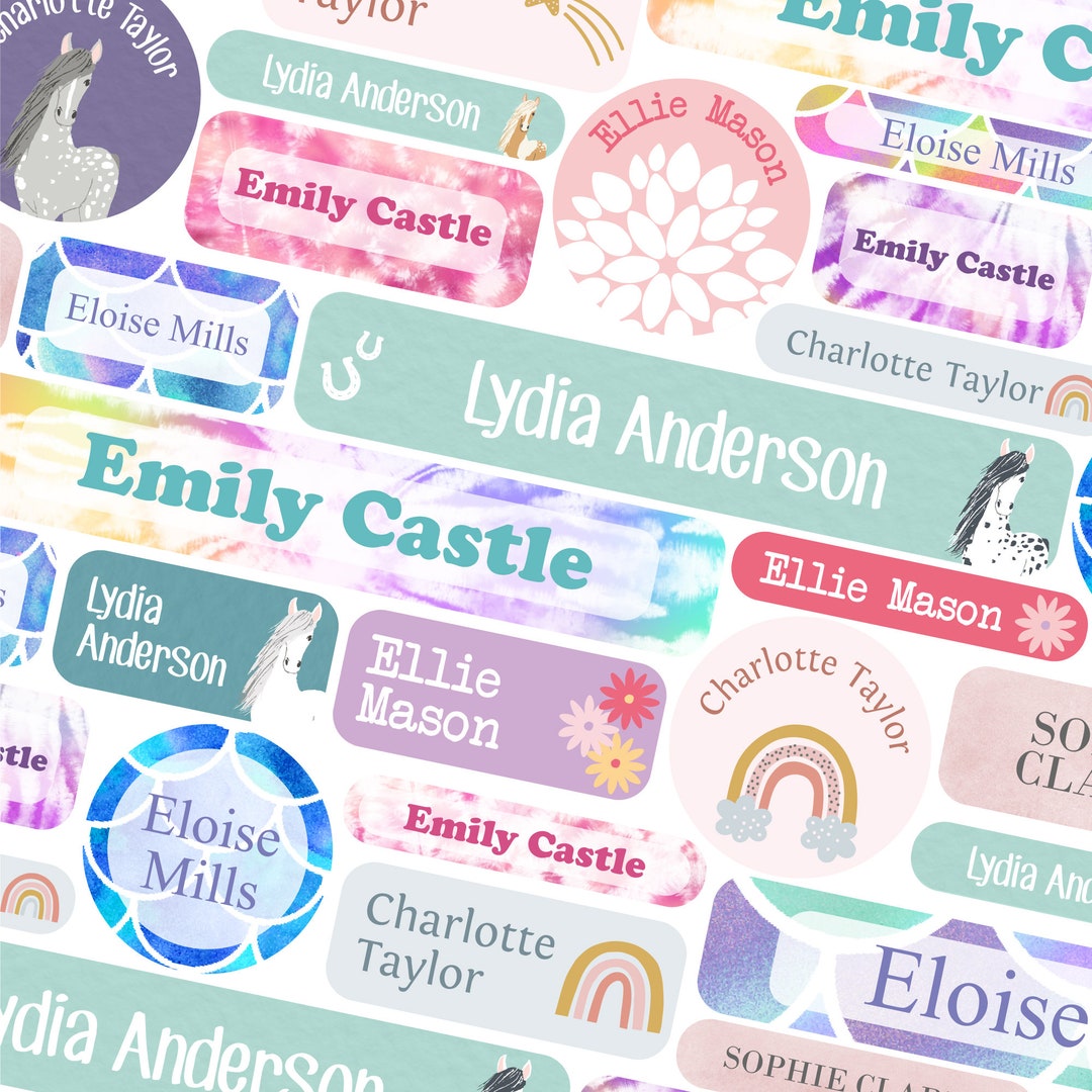 50 or 123 Stick on Name Labels, School Name Stickers, School Name Tags ...