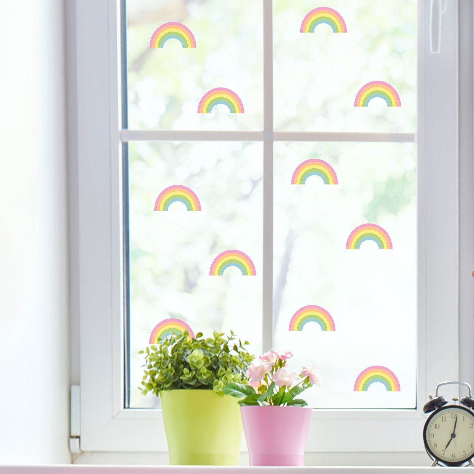 Pastel Rainbow Stickaround Window Stickers, Rainbow Window Decal ...