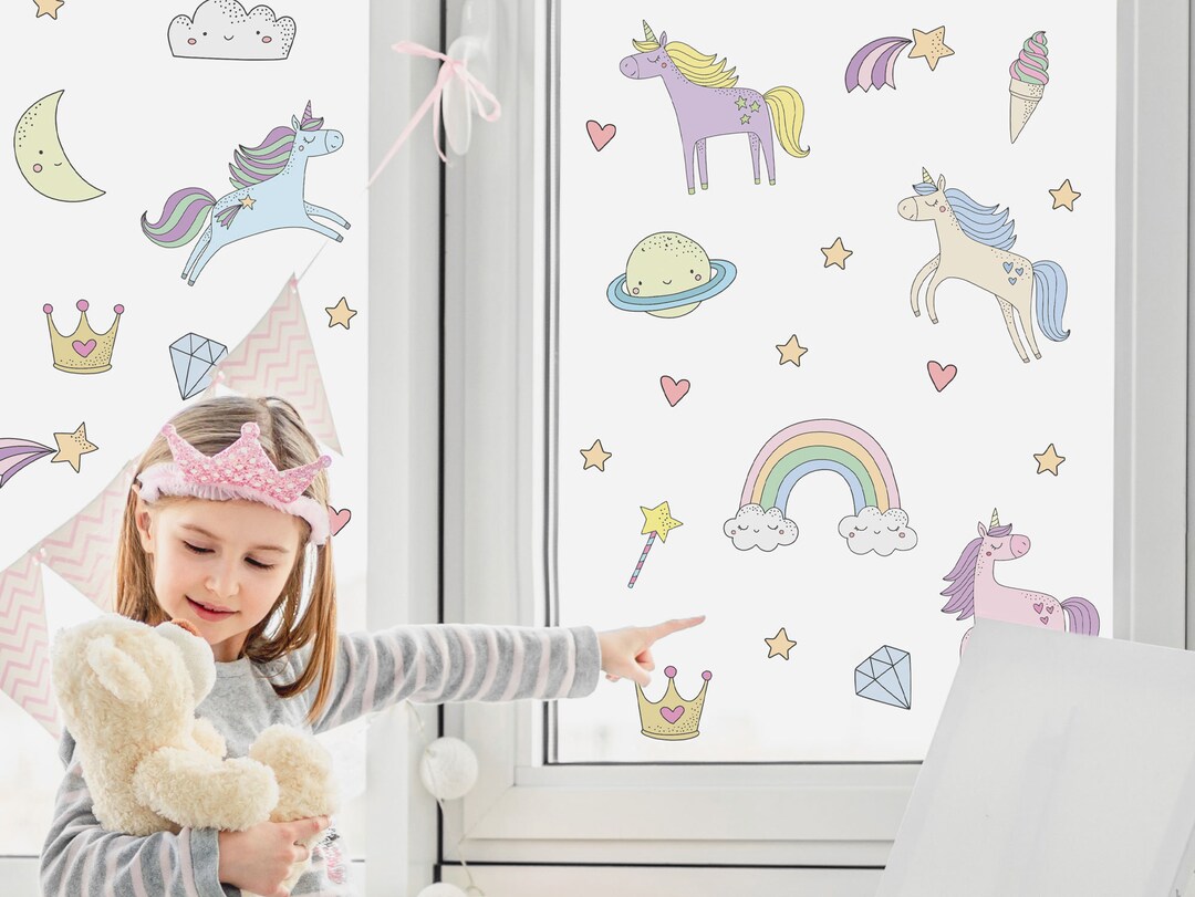 Colour-in Unicorn Window Sticker Pack, Unicorn Window Stickers, Unicorn ...