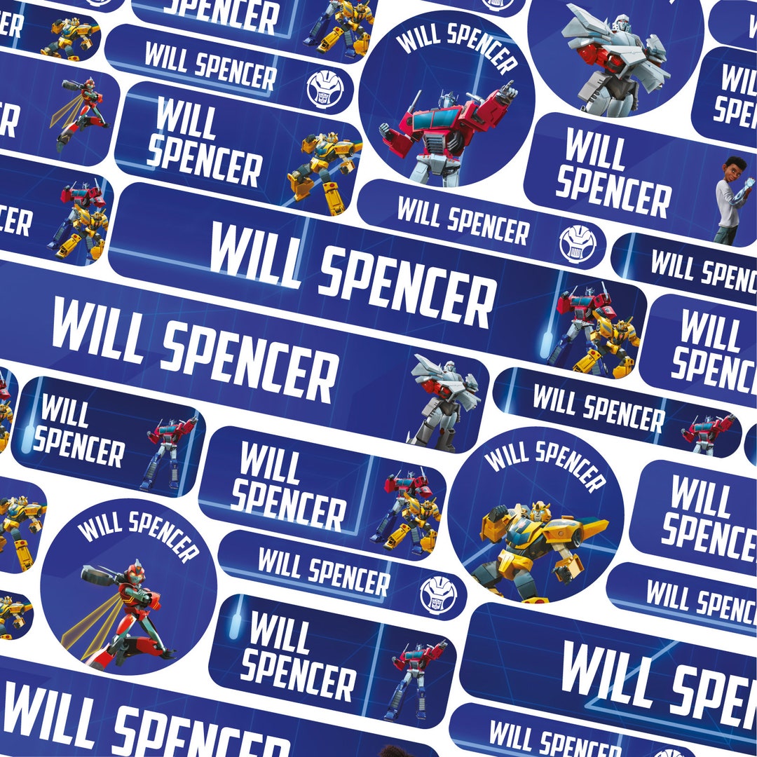 50 or 123 Stick on Name Labels, Official Transformers Name Labels ...