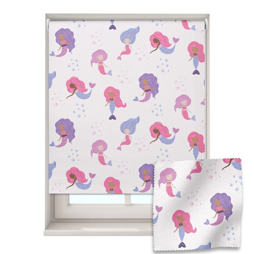 Mermaids and Bubbles Roller Blind – Pink Mermaid Nursery Window Blind ...