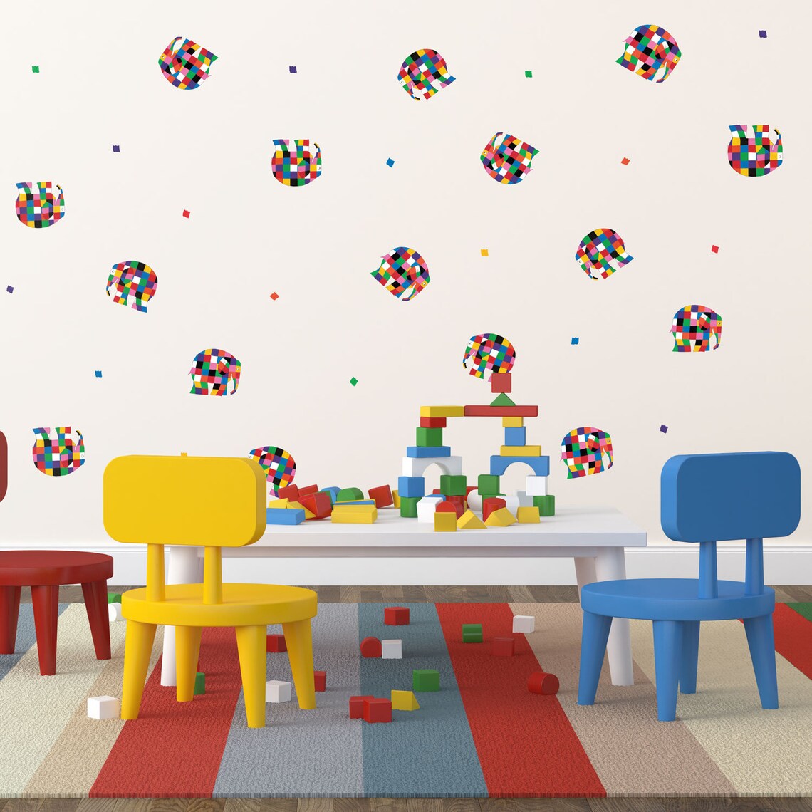 Elmer Colourful Stickaround Wall Sticker Pack Elmer the | Etsy