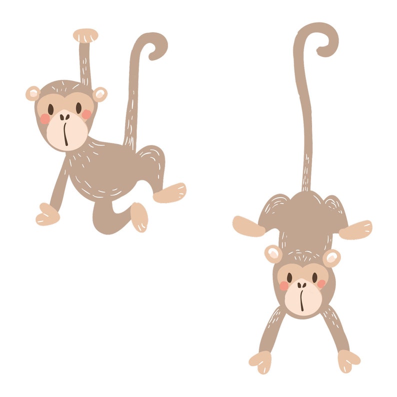 Monkey Wall Sticker Pack Jungle Wall Sticker Monkey Wall - Etsy