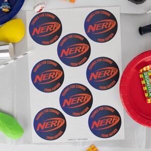 Personalised Nerf Party Label Pack, Nerf Thank You Labels, Nerf ...