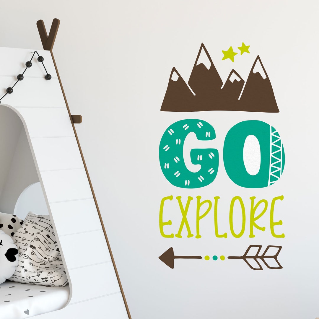 Go Explore Wall Sticker, Mountain Wall Decal - Etsy