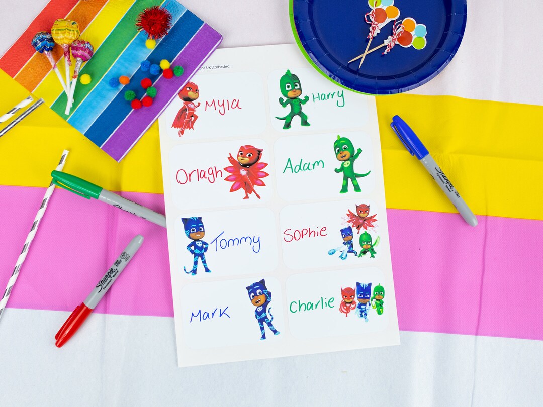 PJ Masks Birthday Party Label Pack, PJ Masks Party Labels, PJ Masks Cup ...