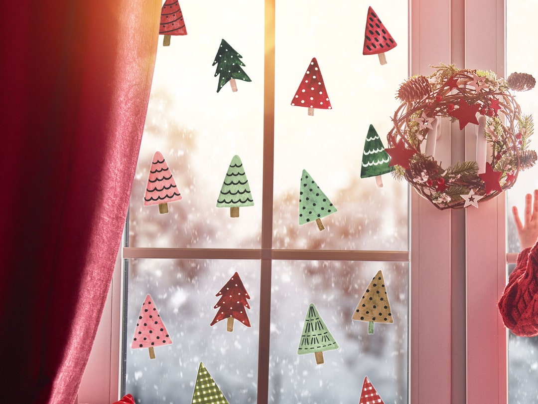 Festive Tree Window Stickers, Christmas Window Stickers, Festive Window ...