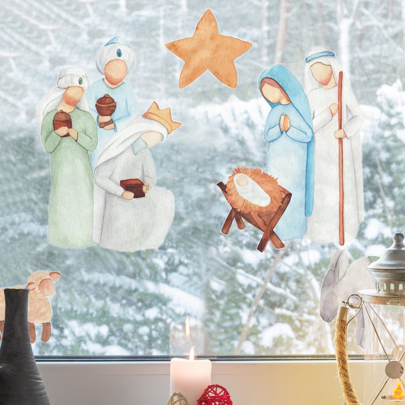 Nativity Scene Large Window Cling - Etsy