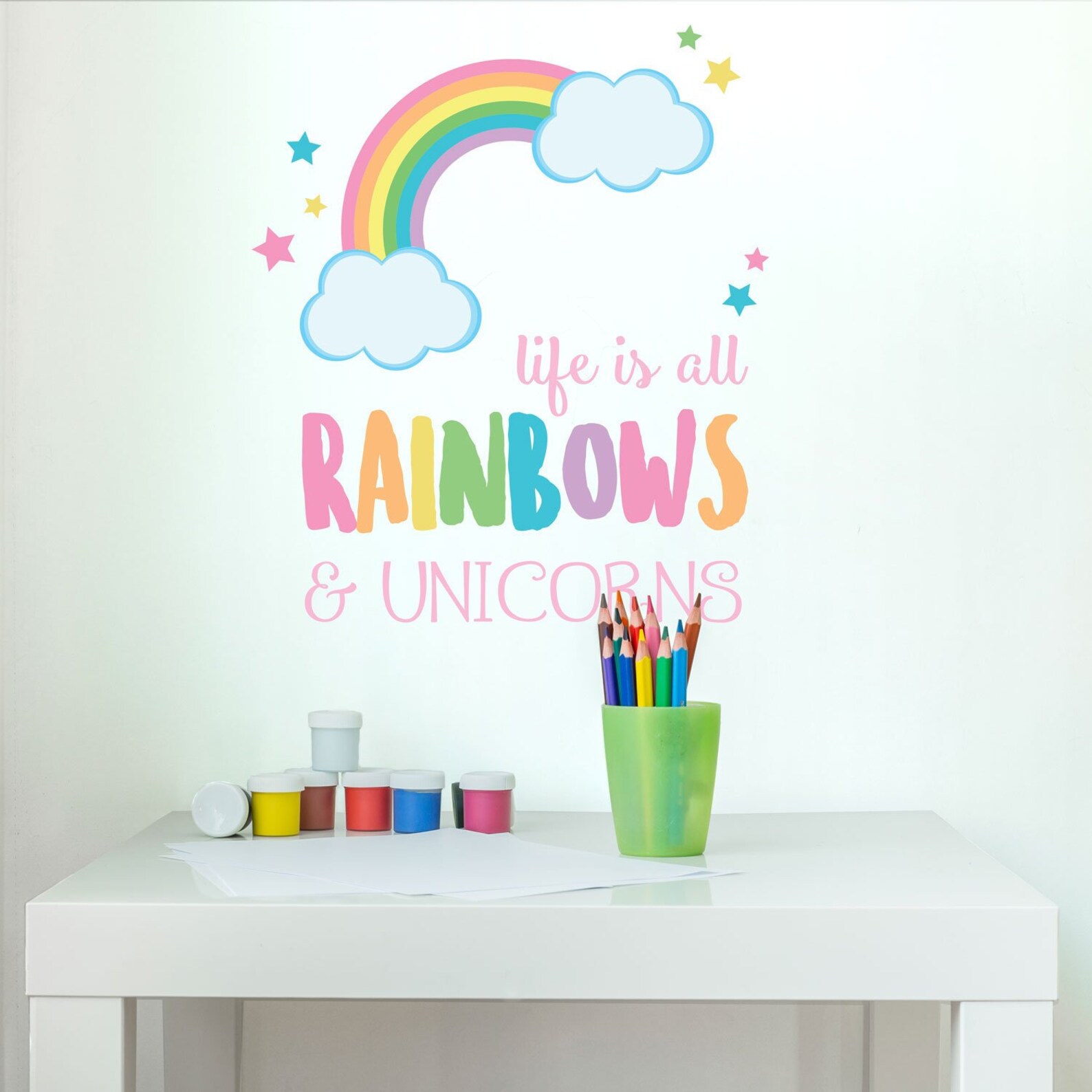 Life is All Rainbows and Unicorns Wall Sticker Rainbow Wall | Etsy