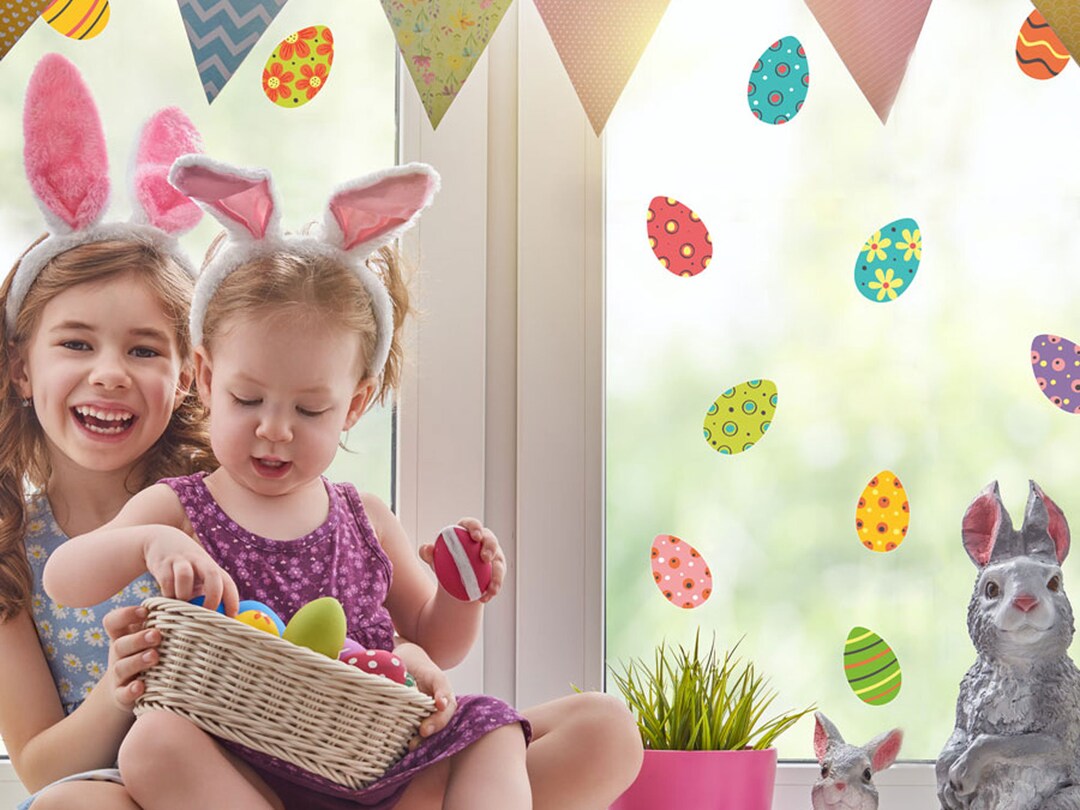 Easter Egg Window Stickers, Colourful Egg Window Stickers, Easter ...