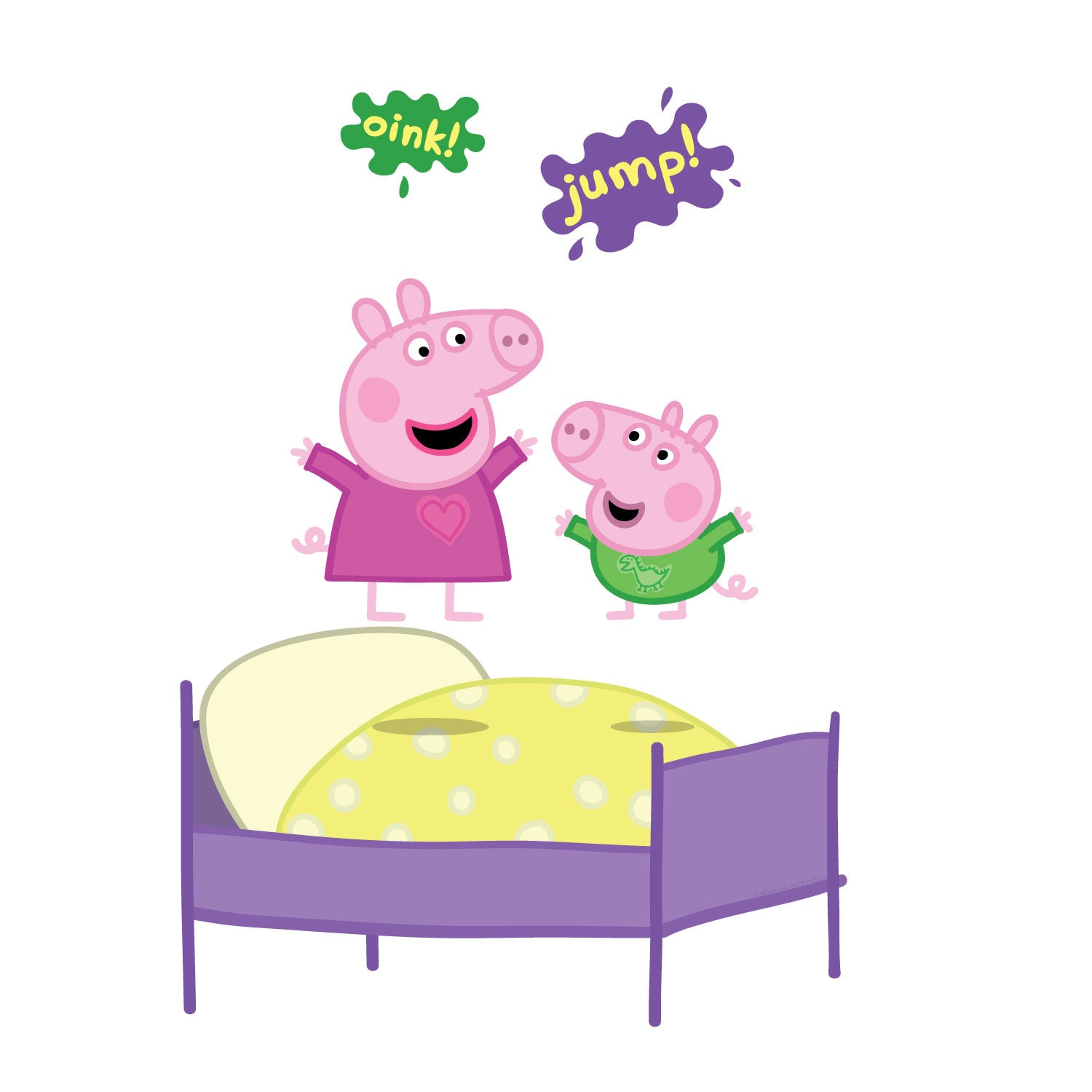 Peppa Pig and George Pig on the Bed Wall Sticker Peppa Pig - Etsy