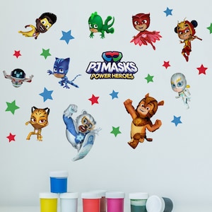 Power Heros Wall Sticker Pack, PJ Masks Wall Sticker, PJ Masks Wall ...