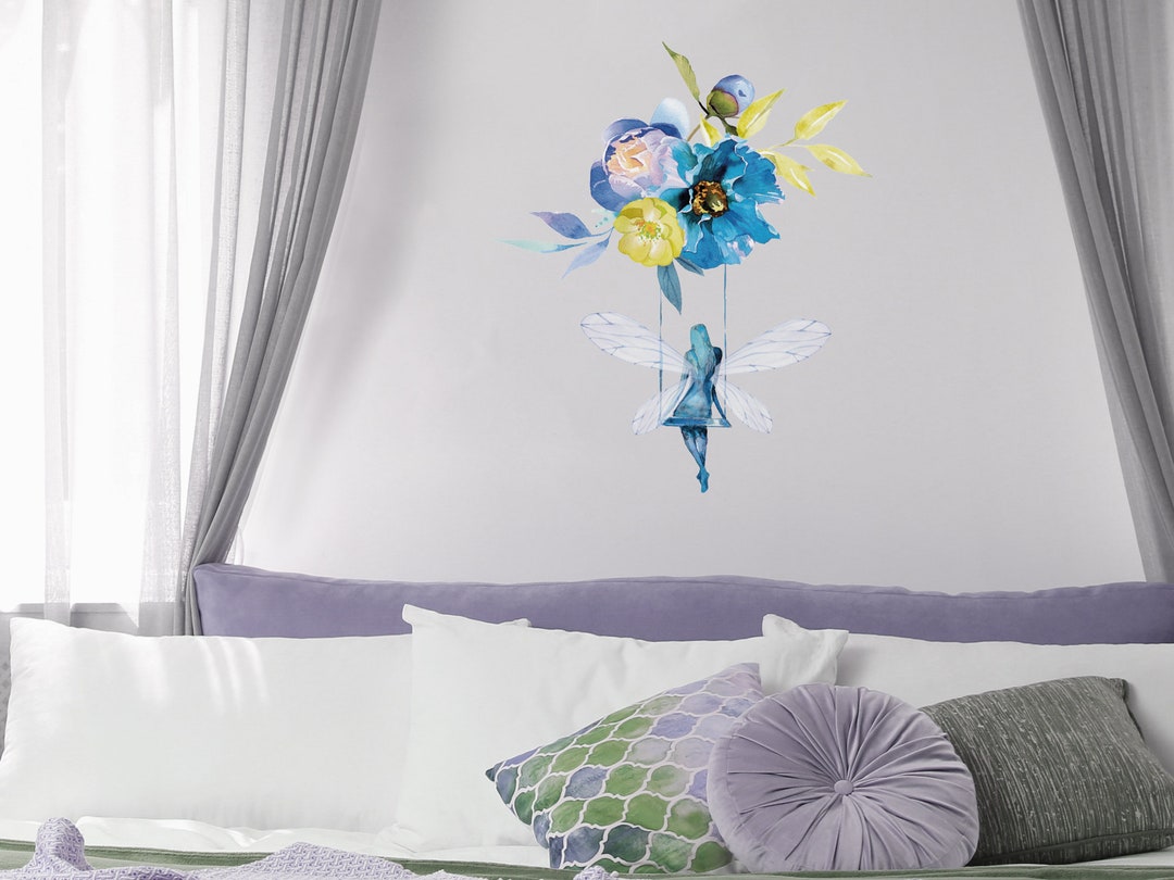 Flower Fairy Wall Sticker Fairy Wall Stickers Fairy Wall - Etsy