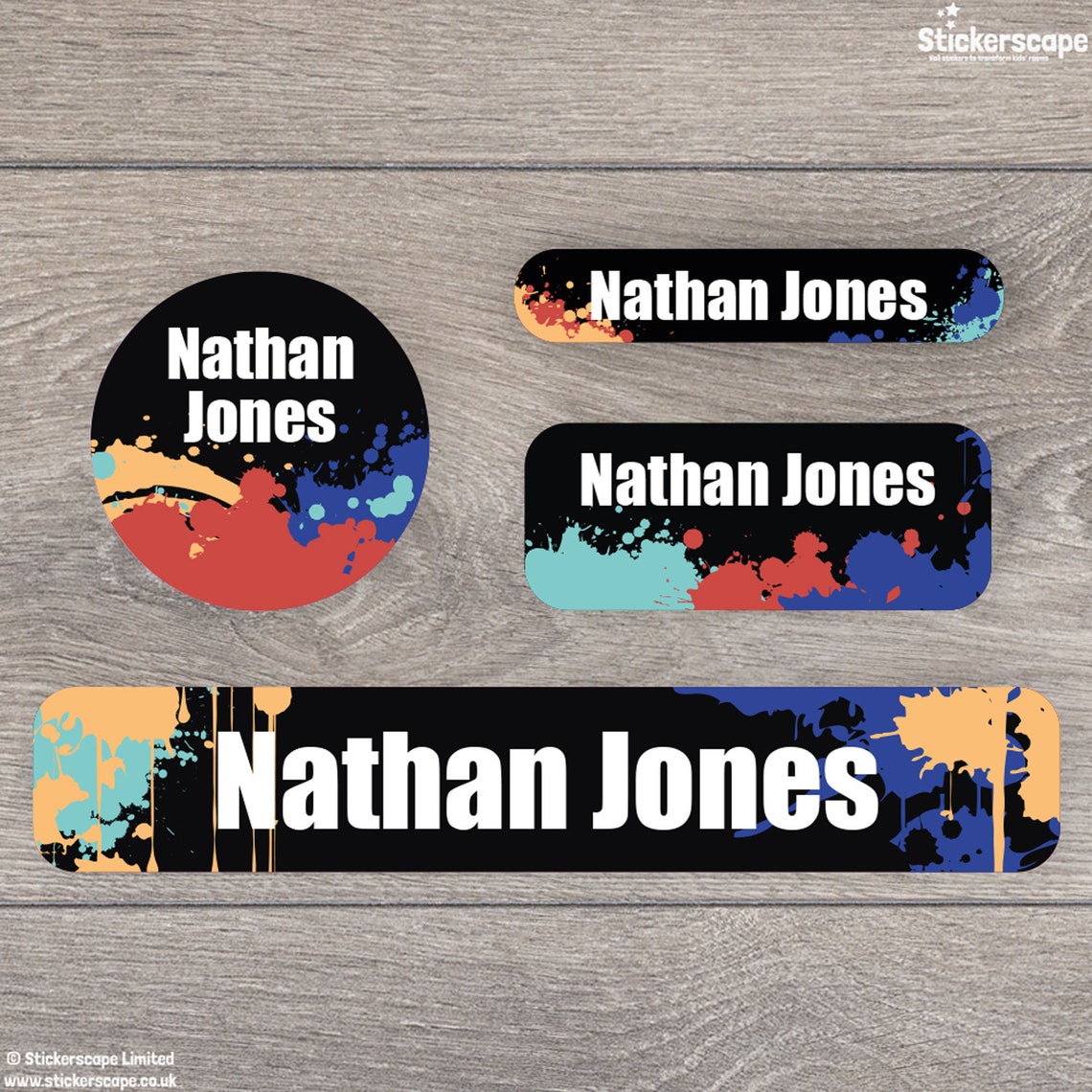 Personalised Paint Splatter Name Labels School Name Tags - Etsy