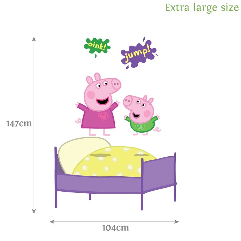 Peppa Pig and George Pig on the Bed Wall Sticker Peppa Pig | Etsy