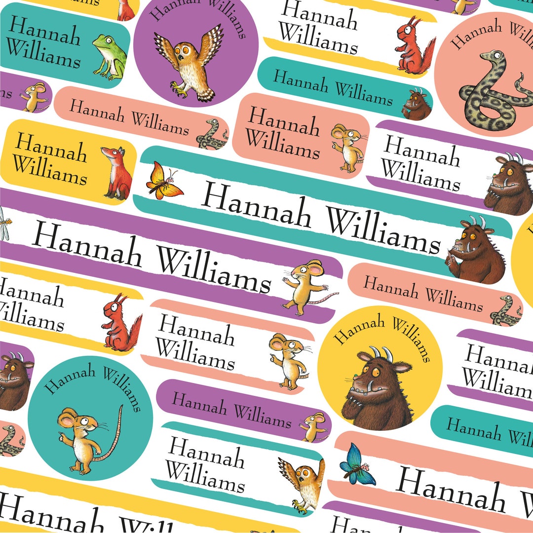 50 or 123 Stick on Name Labels, Official Gruffalo Name Label, School ...