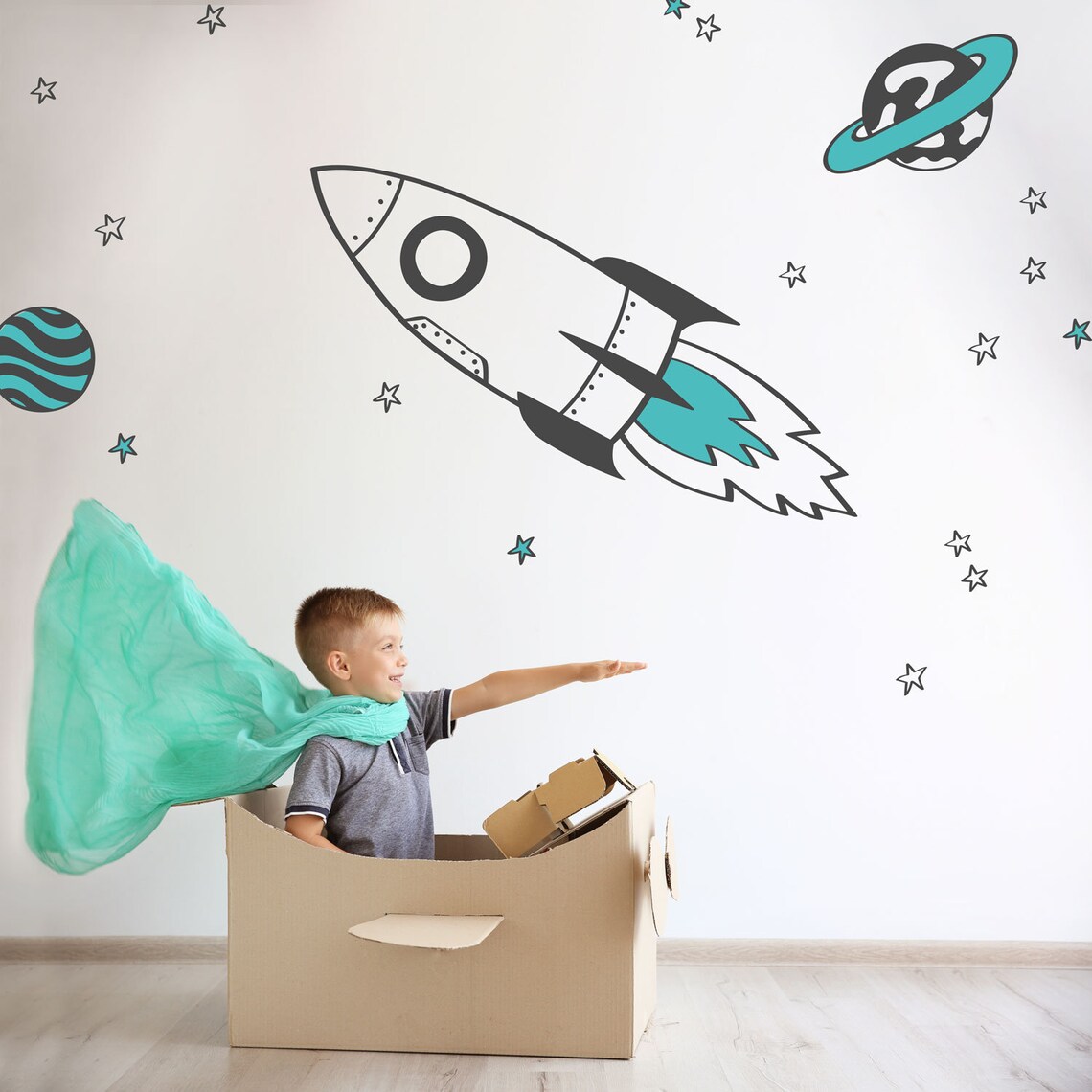 Rocket and Stars Wall Sticker Pack Space Wall Stickers - Etsy