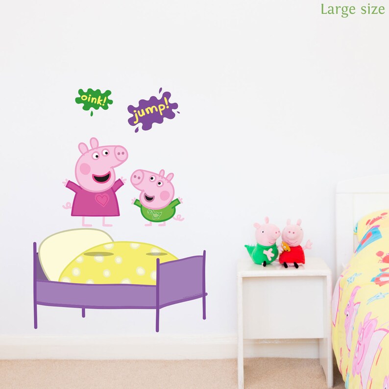 Peppa Pig and George Pig on the Bed Wall Sticker Peppa Pig | Etsy
