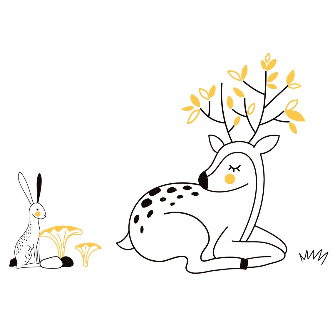 Woodland Animal Deer and Rabbit Wall Sticker Pack, Woodland Wall Decal ...